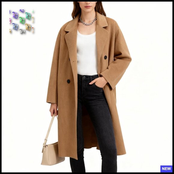 Jackets & Coats | Wool Blend Long Pea Coat Classic Double Breasted ...
